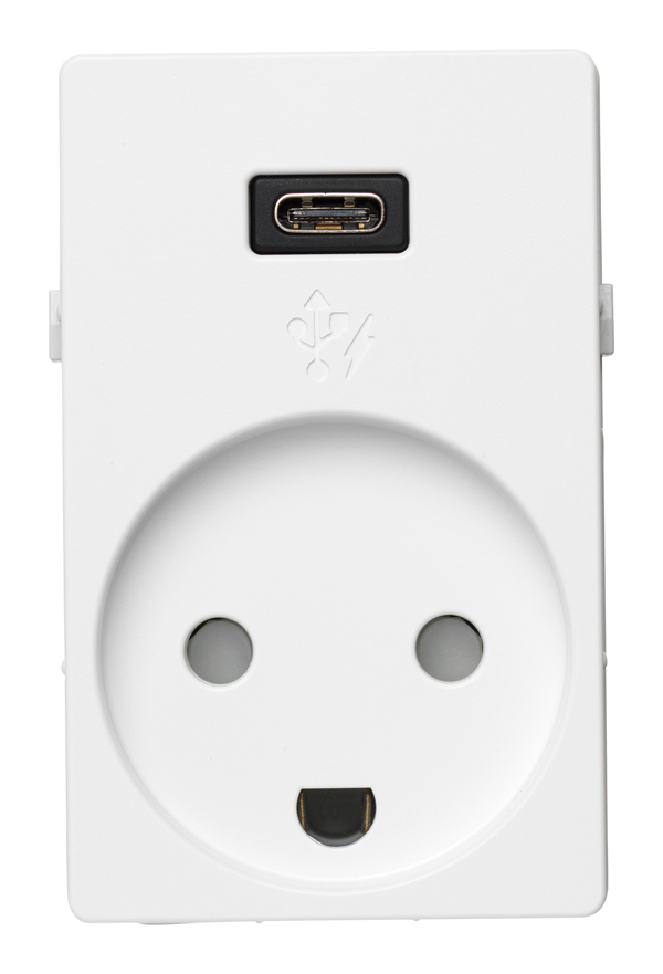 LK FUGA® indsats stikkontakt 13A 2-pol med jord og 5V USB-C lader
