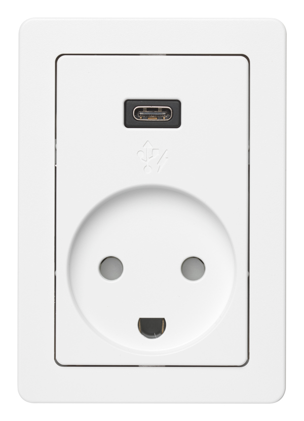 LK FUGA® indsats stikkontakt 13A 2-pol med jord og 5V USB-C lader