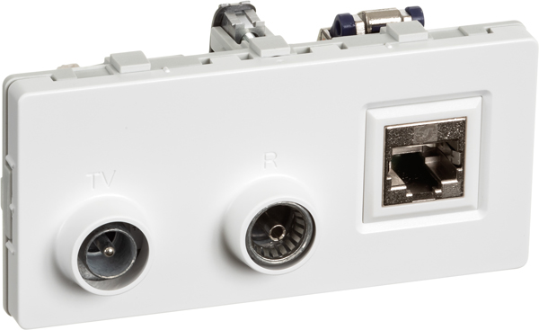 LK FUGA® antenne/dataudtag 2 modul TV, R og RJ45 slutdåse, type TD301